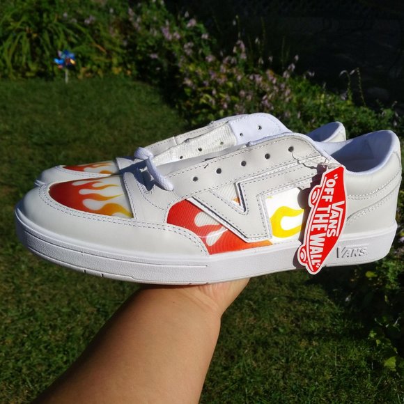 Vans | Shoes | Vans White Fire Flame Lowland Sneakers New 7 Womens ...